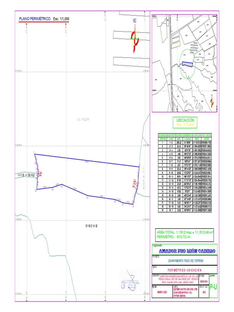 Amador Pro Leon Cadillo, Plano Perimetrico y Ubicacion | PDF | Datos geográficos e información ...