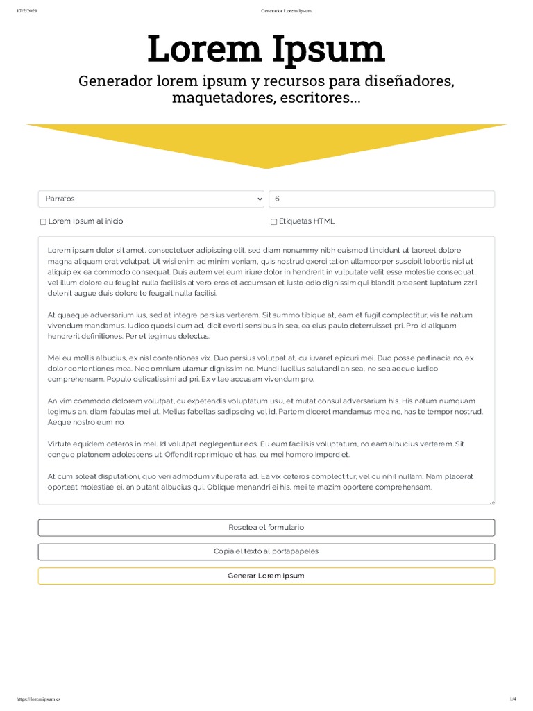 Generador Lorem Ipsum 2 | PDF | Traducciones