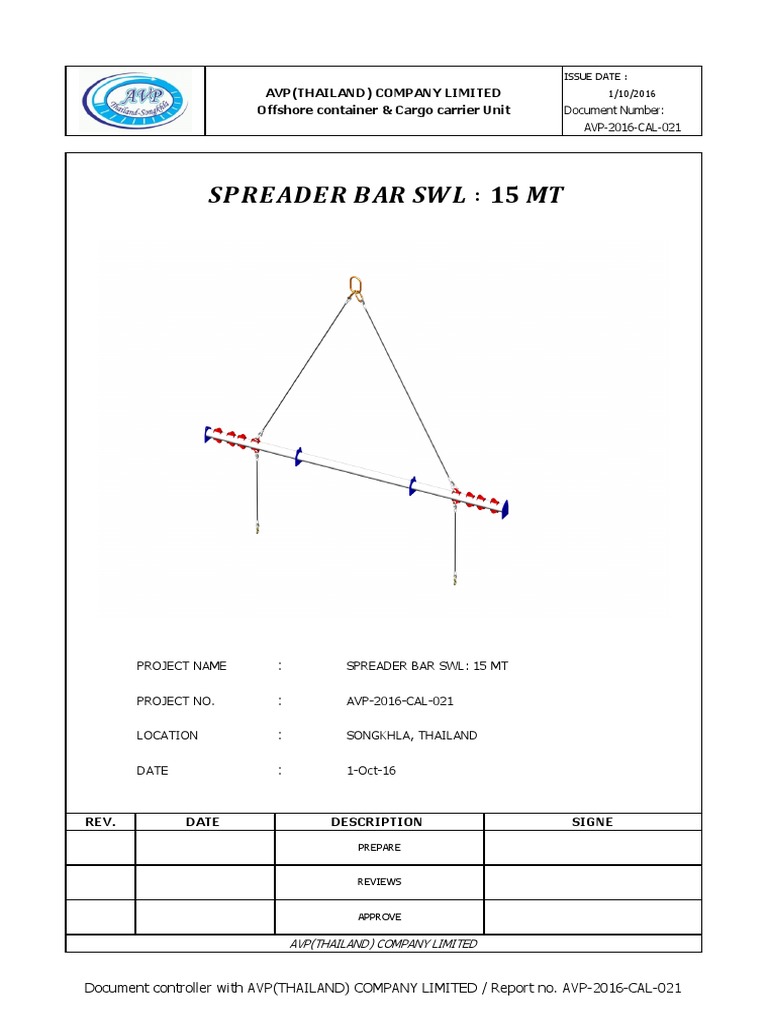 Avp-2016-021 Cal Life Boat Spreader Bar | PDF | Young's Modulus | Screw