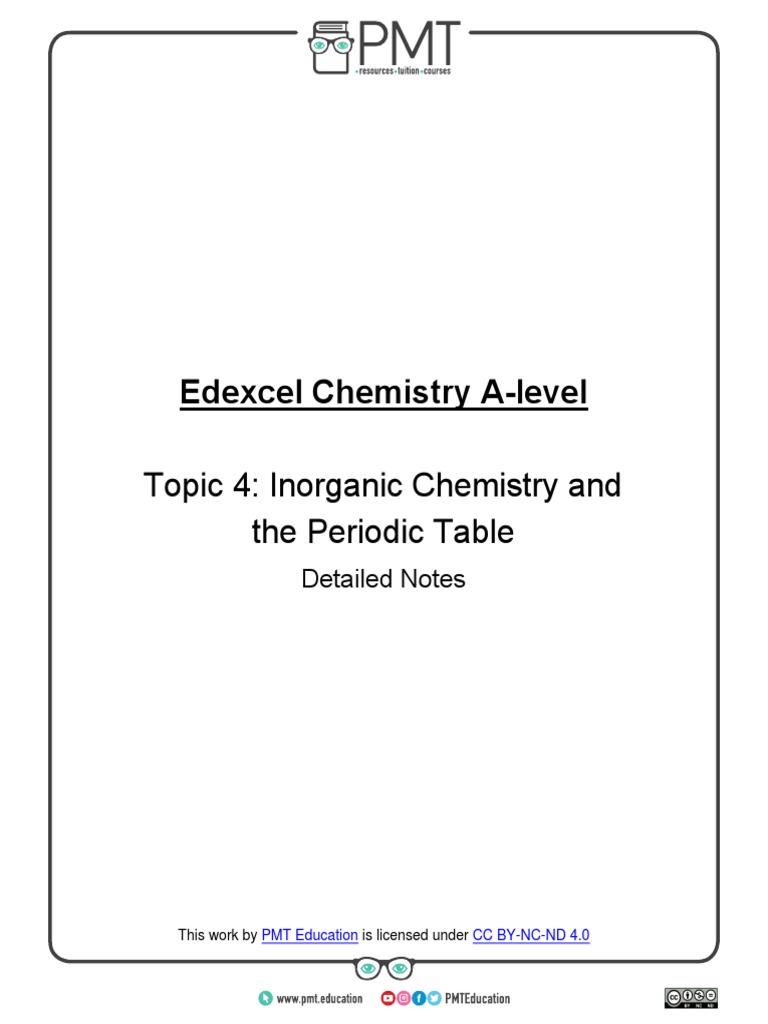 Detailed Notes Topic 4 Inorganic Chemistry and The Periodic Table ...