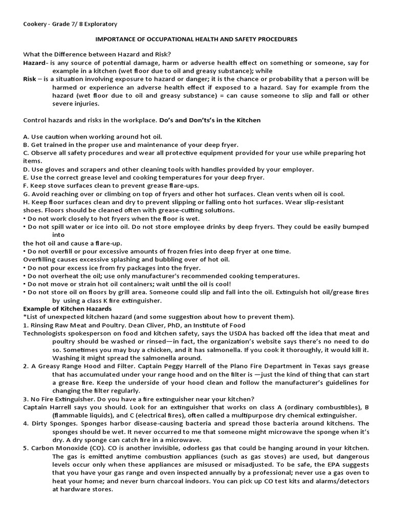 Grade 7 8 Cookery Mod 8 Mini Lesson | PDF | Knife | Kitchen Stove
