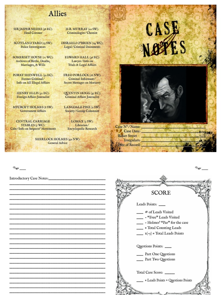 Case Notes: Allies | PDF | Minor Sherlock Holmes Characters | Private ...