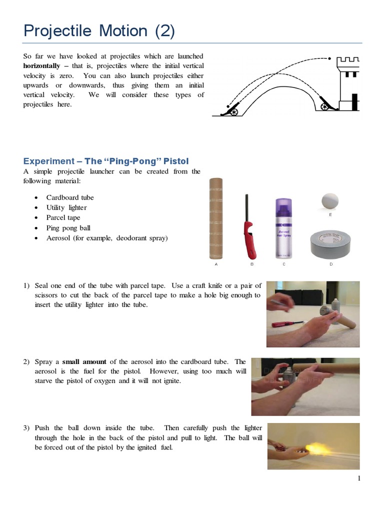 Projectile Motion (2) : Experiment - The "Ping-Pong" Pistol | Download Free PDF | Projectiles ...