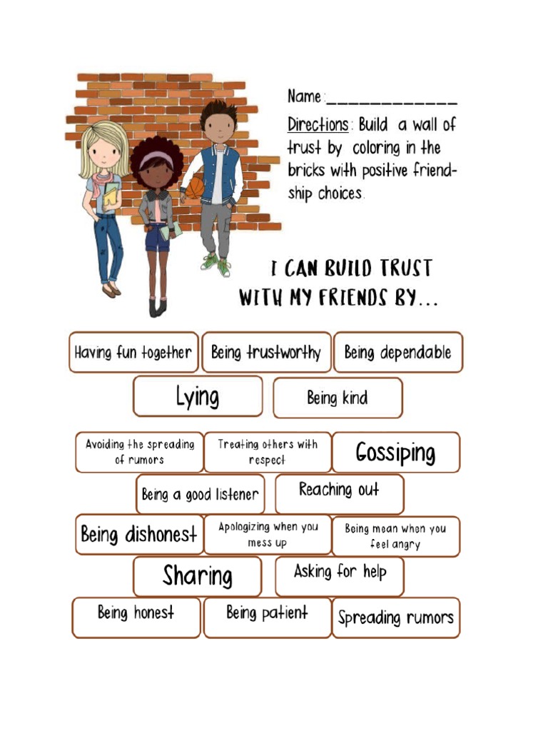 Building Trust Friendship Worksheet | PDF