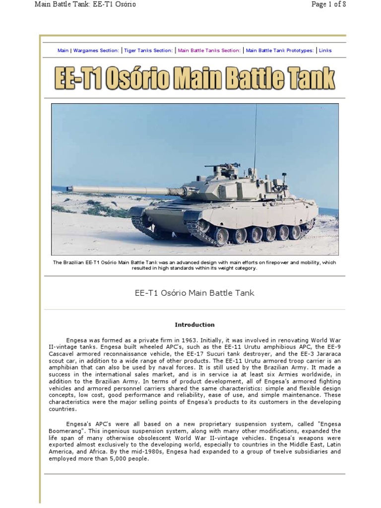 EE-T1 Osorio Main Battle Tank | PDF | Tanks | Armoured Fighting Vehicles