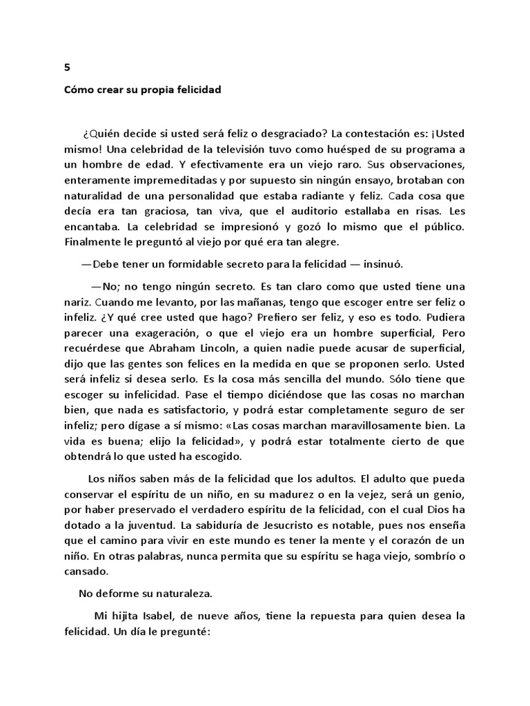 Norman V Peale El Poder Del Pensamiento Tenaz Capitulo 5 | PDF ...