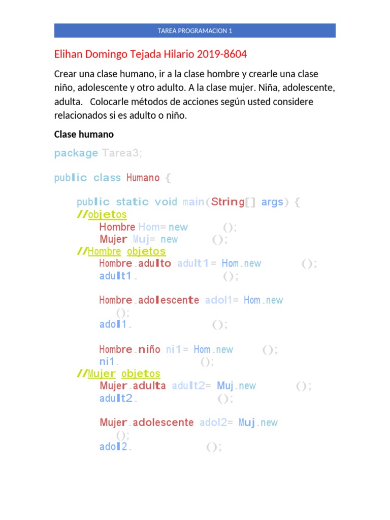 Herencia Polimorfismo Tarea 3 2019 8604 PDF | Descargar gratis PDF ...