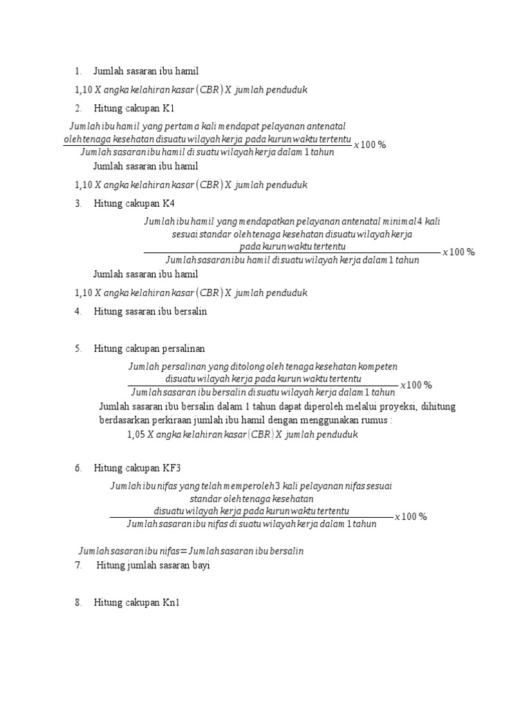 Rumus dan Contoh Sasaran Ibu Hamil | PDF | Kesehatan Holistik | Sains ...