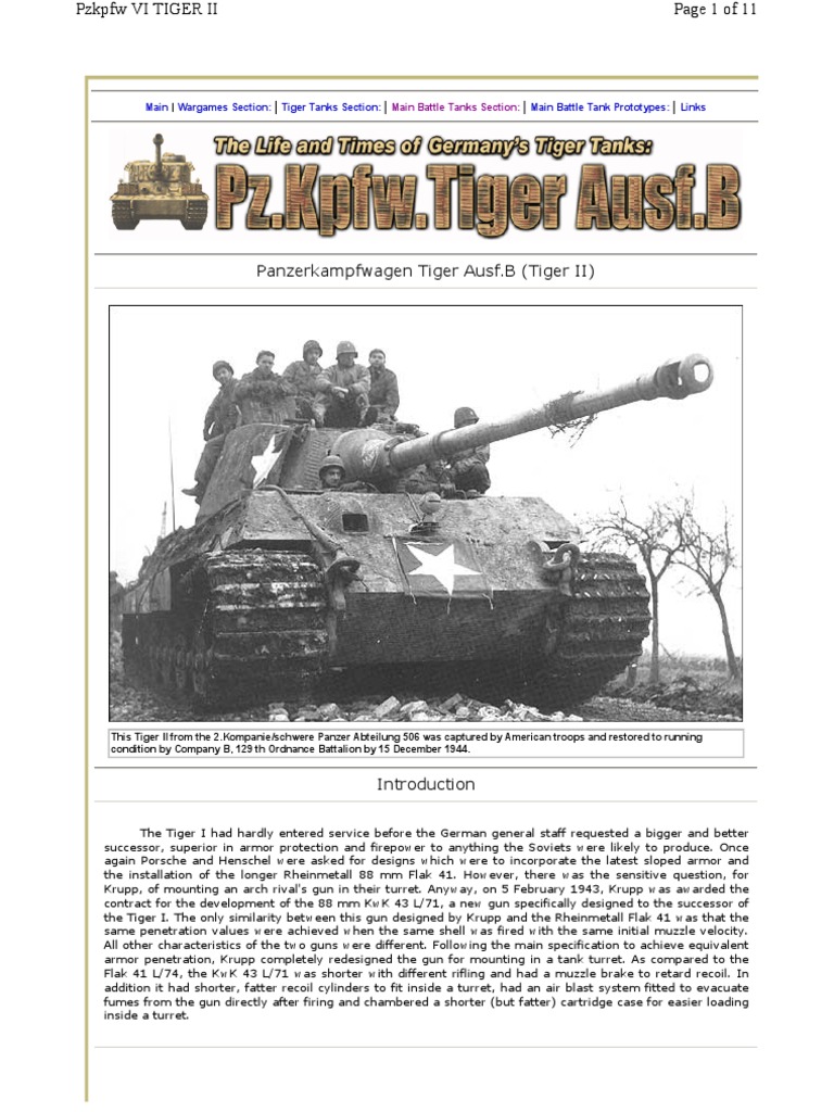 Tiger 2 Ausf.B Battle Tank | Tiger I | Shell (Projectile)