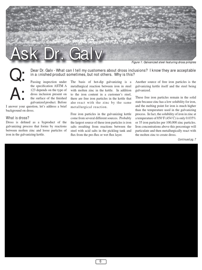 Dross Inclusions and Galvanized Steel | PDF | Galvanization ...