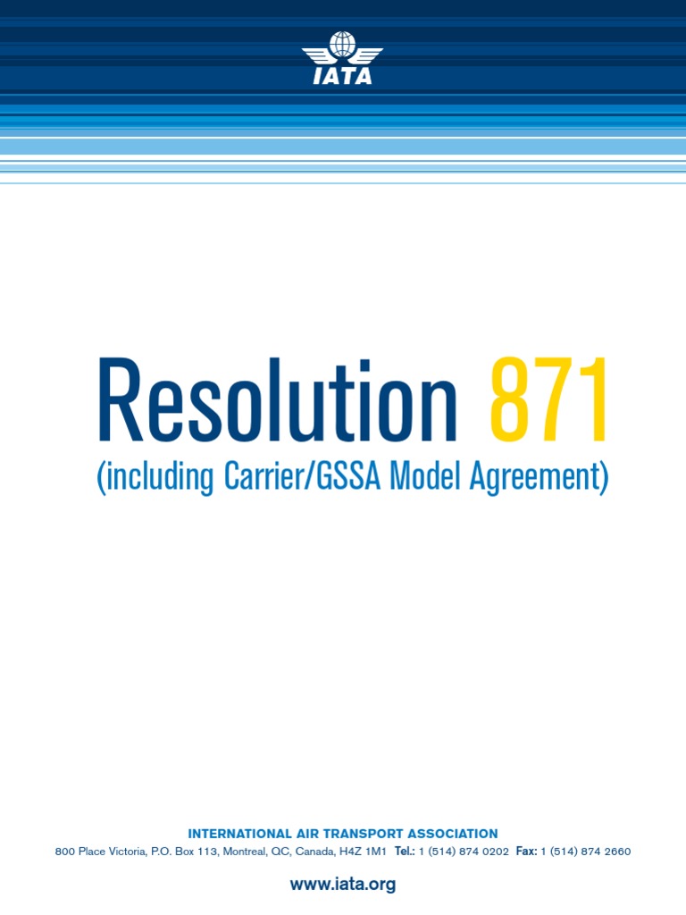 IATA Resolution 871 GSA Agreement | PDF | Indemnity | Breach Of Contract