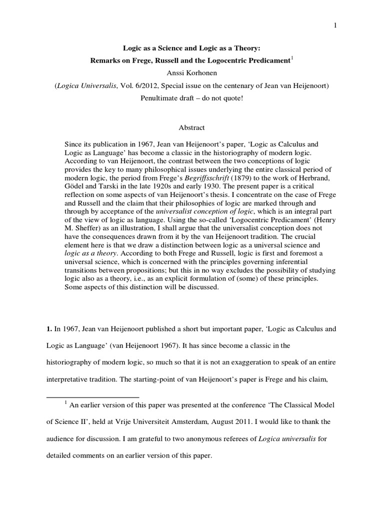 Logic As A Science and Logic As A Theory | PDF | Logic | Mathematical Logic