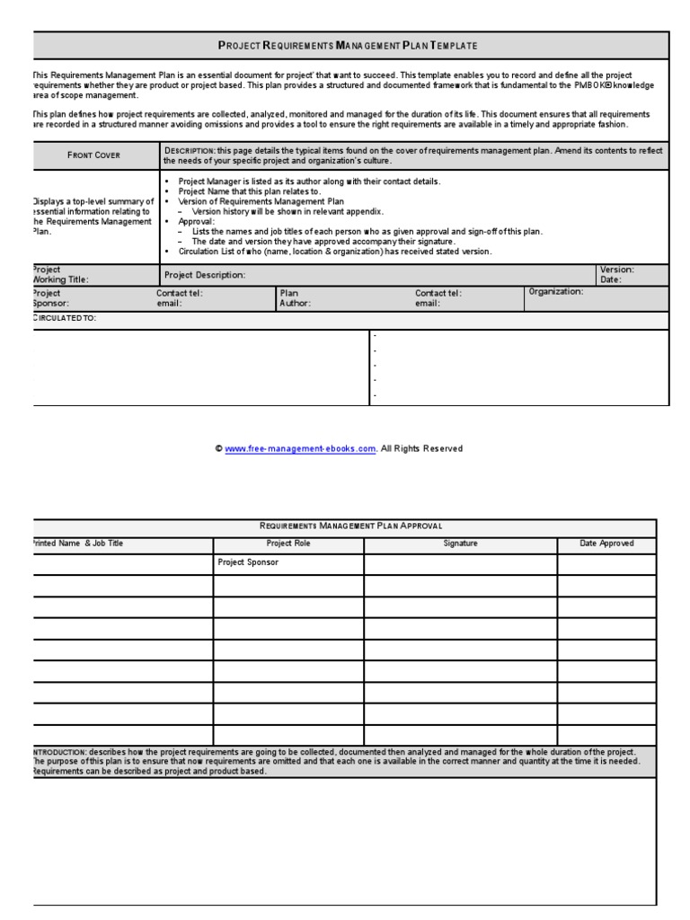 Fme Requirements Plan Template | PDF | Information Management ...