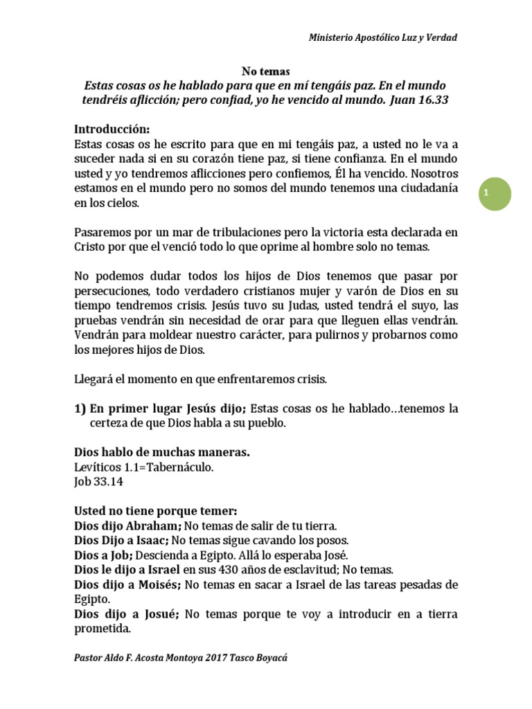 No Temas Aldo F Acosta 20017 | PDF | Cristo (título) | Contenido bíblico