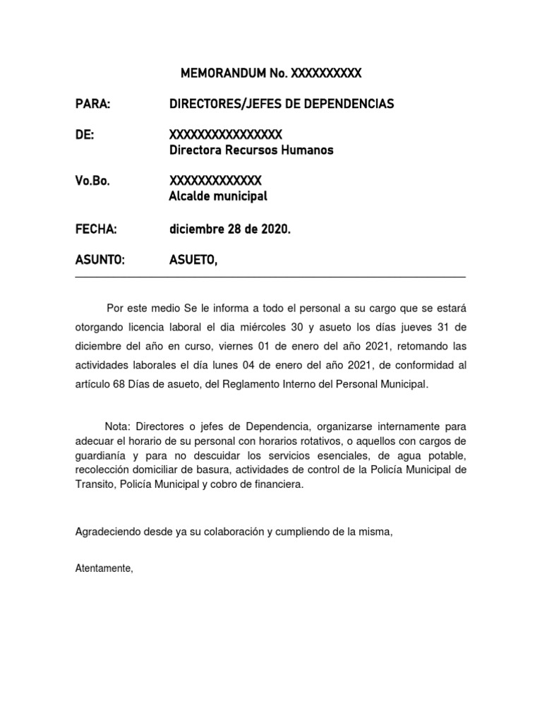Modelo Memorandum | PDF
