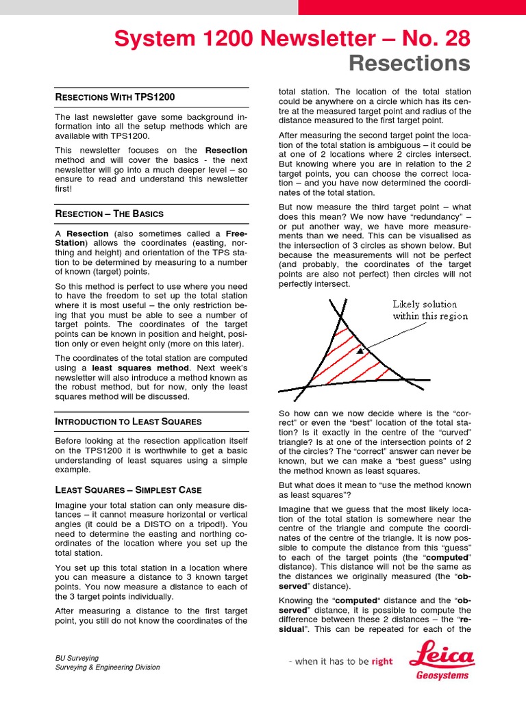 Resection method for determining total station coordinates | PDF ...