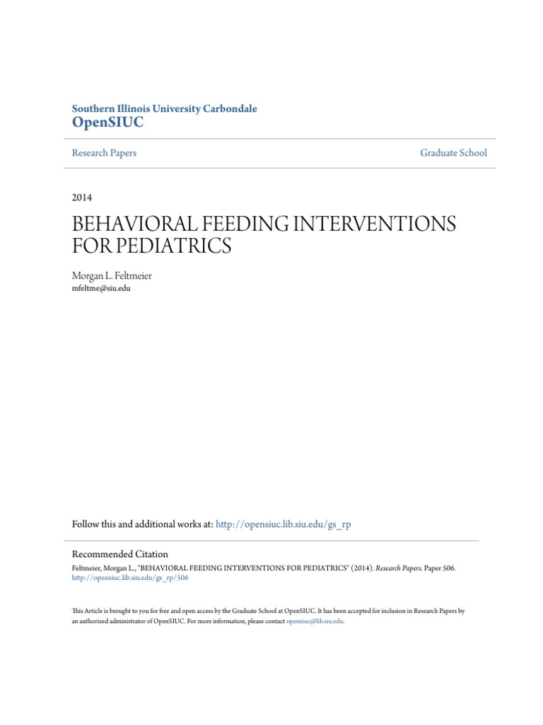 Behavioral Feeding Interventions For Pediatrics | PDF | Reinforcement ...