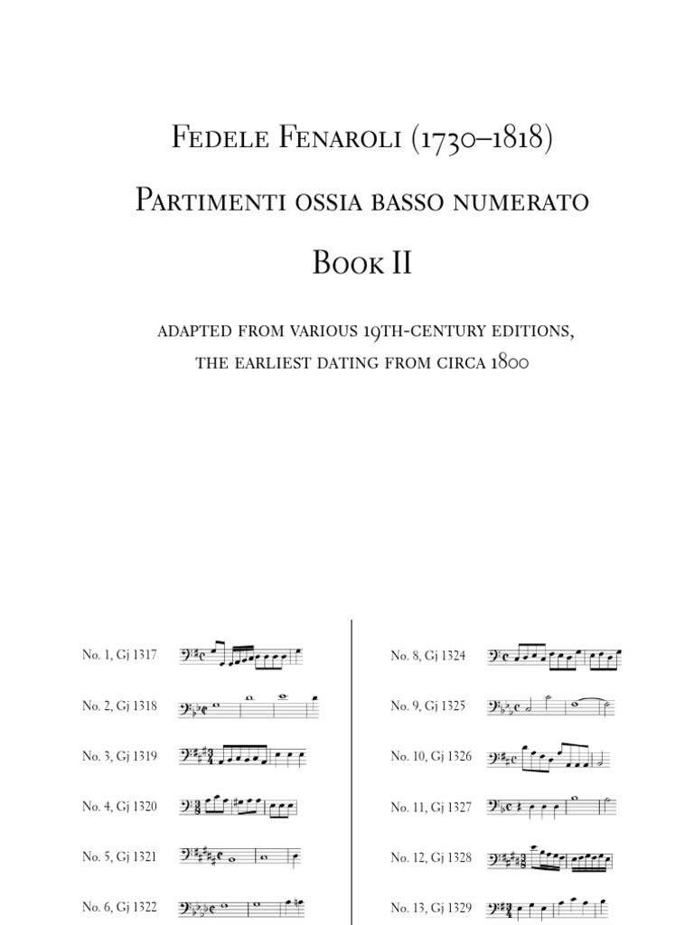 Fedele Fenaroli (1730-1818) Partimenti Ossia Basso Numerato Book II ...