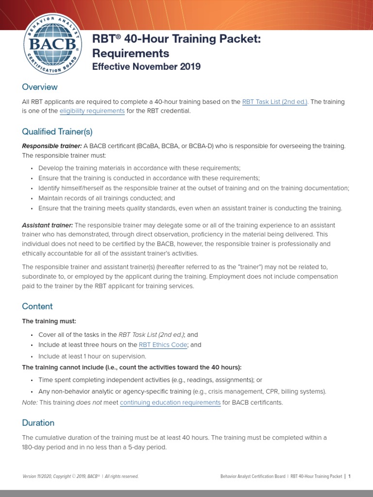 RBT 40 Hour Training Packet 201117 | Download Free PDF | Human Nature ...