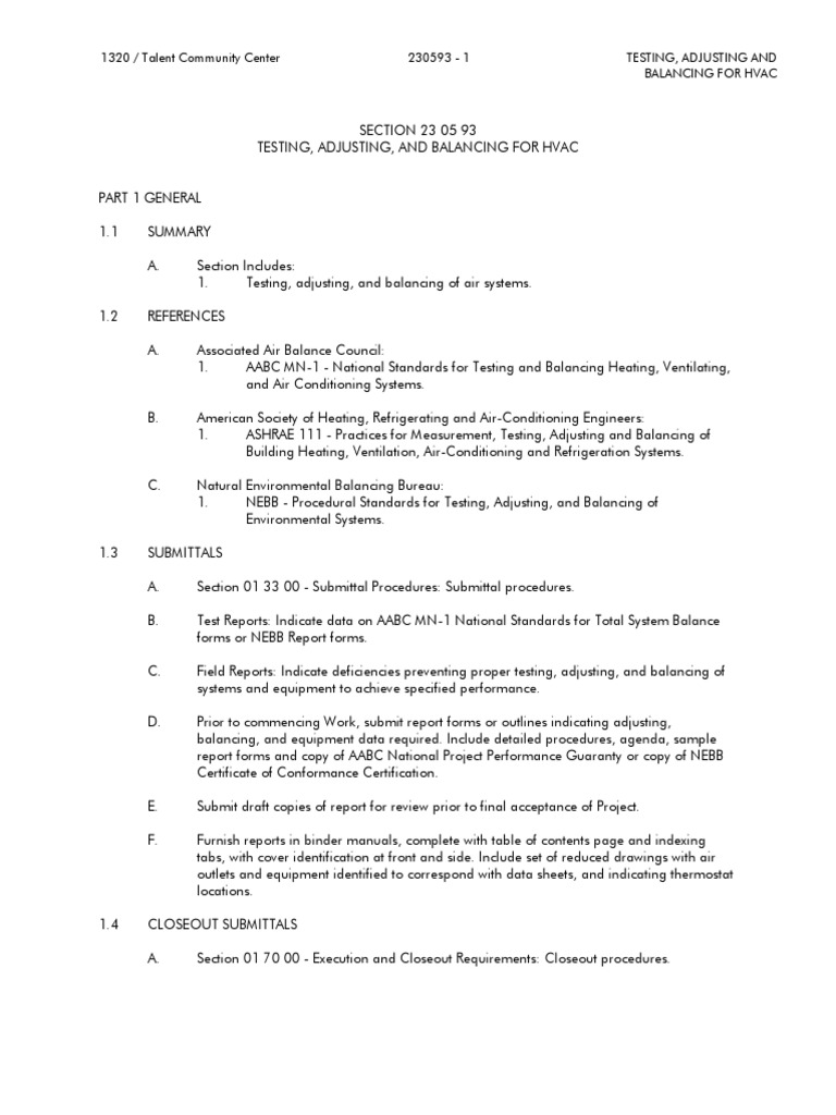 Testing Adjusting and Balancing For HVAC | PDF | Duct (Flow) | Home ...