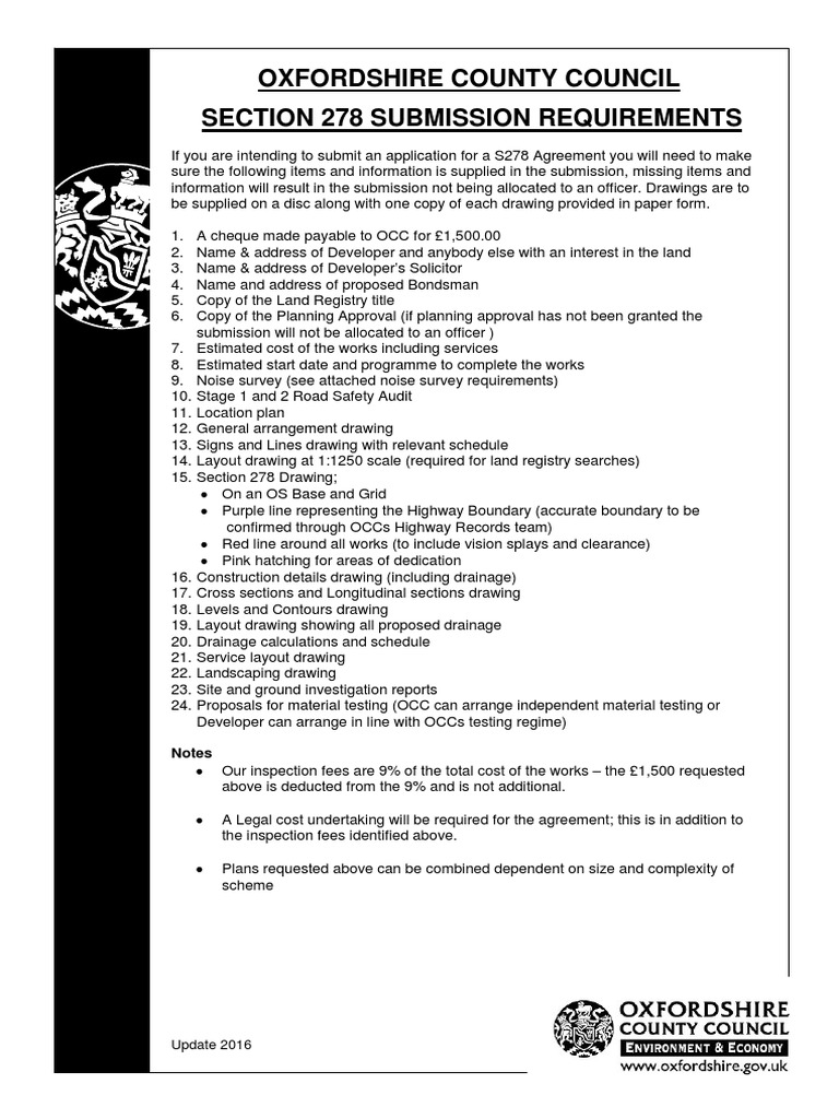 Section 278 Submission Requirements (2016 | PDF | Contour Line | Business