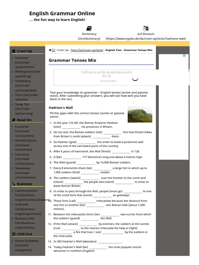 English Test - Grammar Tenses Mix | PDF