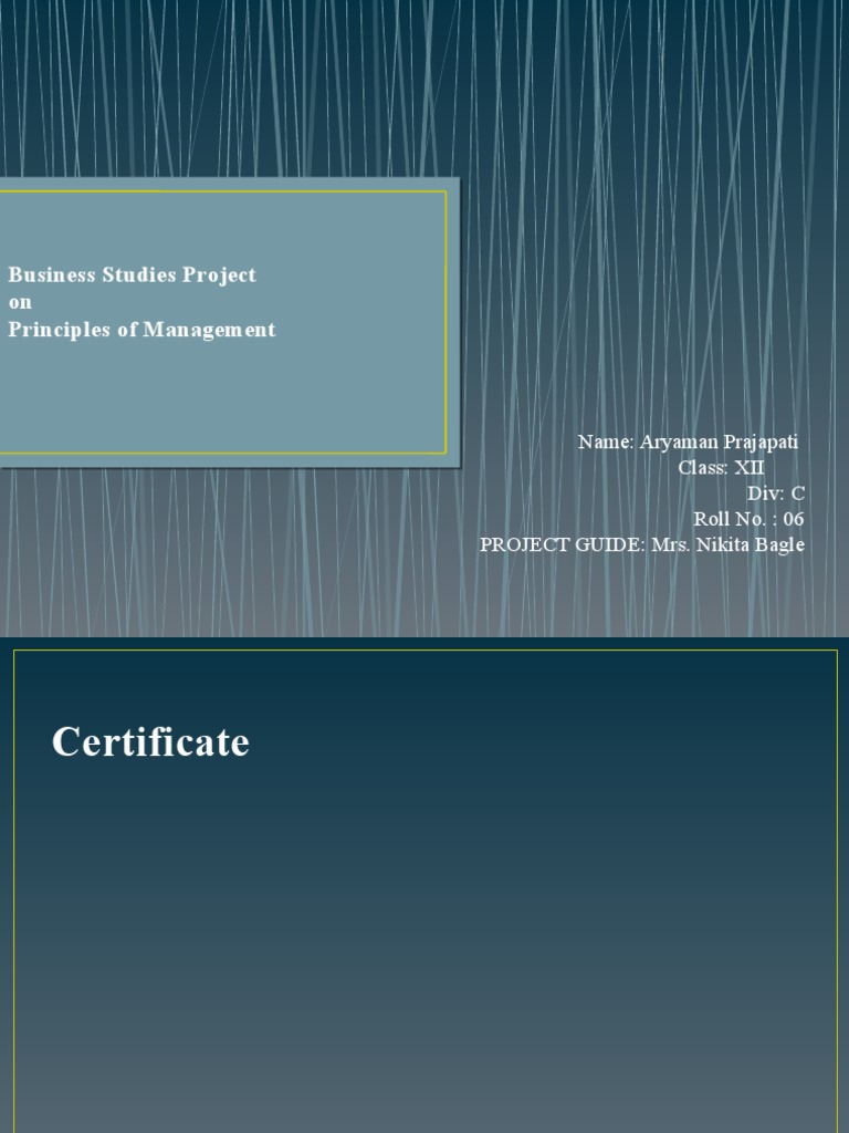 Business Studies Project On Principles of Management | PDF | Business ...