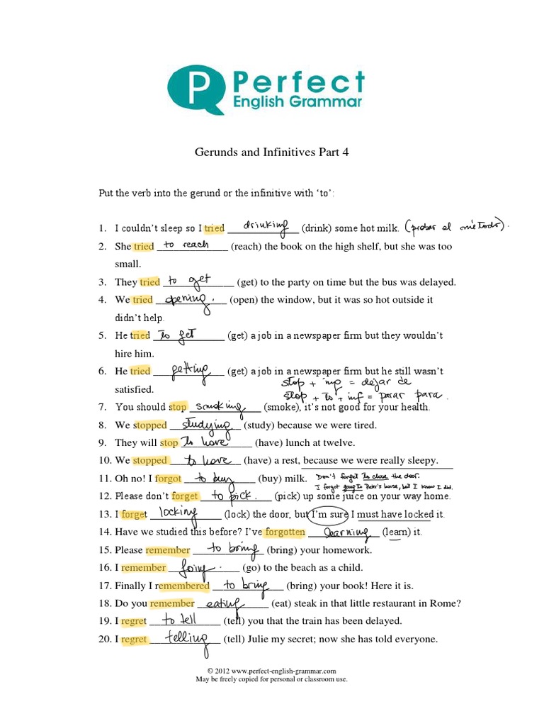 Gerunds and Infinitives | PDF | Language Arts & Discipline