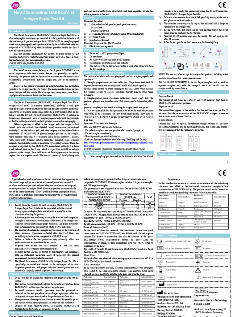 Novel Coronavirus (Sars-Cov-2) Antigen Rapid Test Kit: Materials ...
