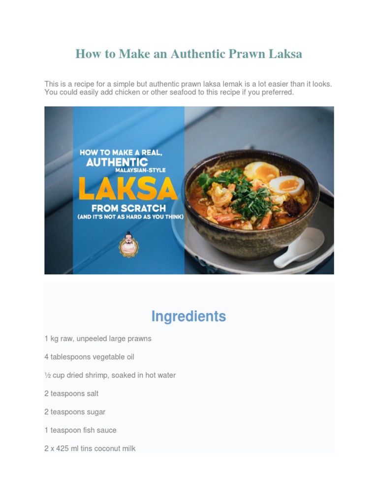 How To Make Authentic Laksa From Scratch - Recipe - Asian Cooking | PDF ...