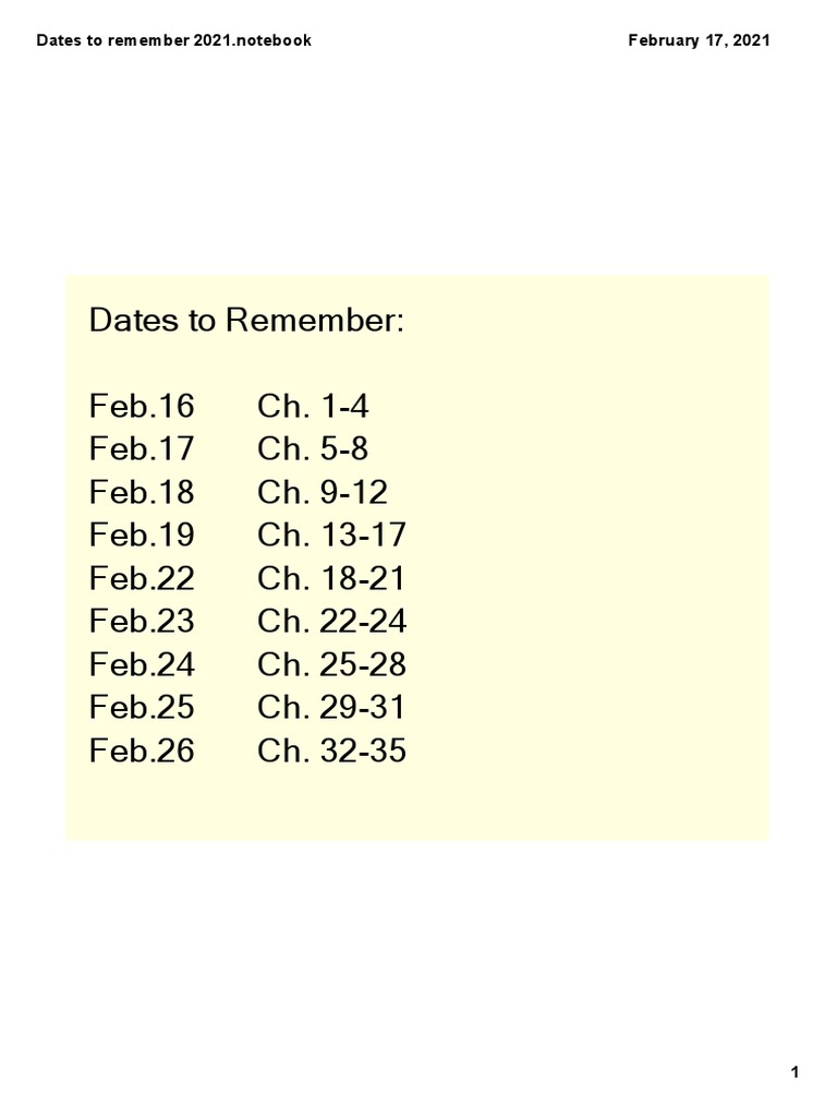 Dates To Remember 2021 | PDF