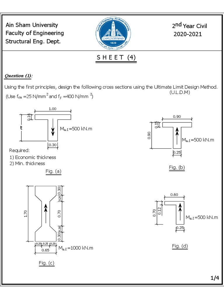 SHEET (4) : Ain Sham University Faculty of Engineering Structural Eng ...