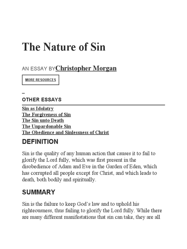 The Nature of Sin | PDF | Adam | Adam And Eve