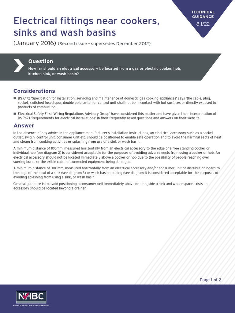 Electrical Fittings Near Cookers Sinks and Wash Basins | PDF | Kitchen ...