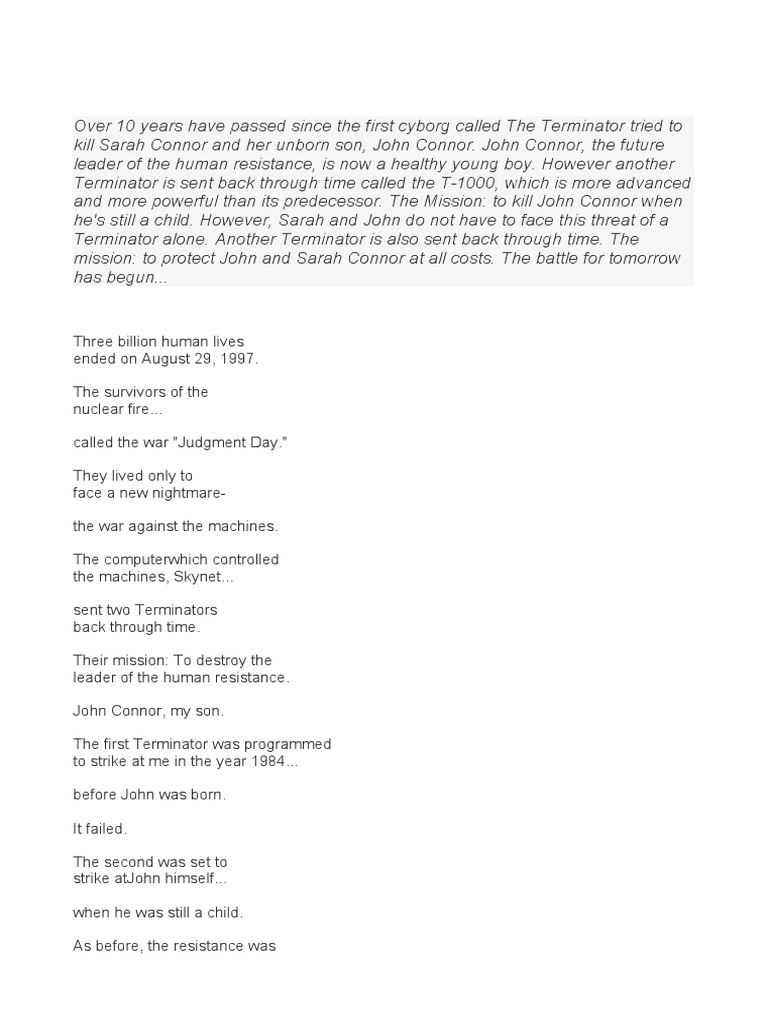 TERMINATOR II - Script | PDF | Terminator (Franchise)