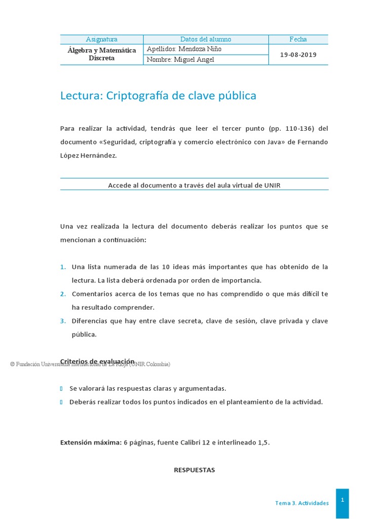 Actividad de Criptografia | PDF | Clave (criptografía) | Criptografía
