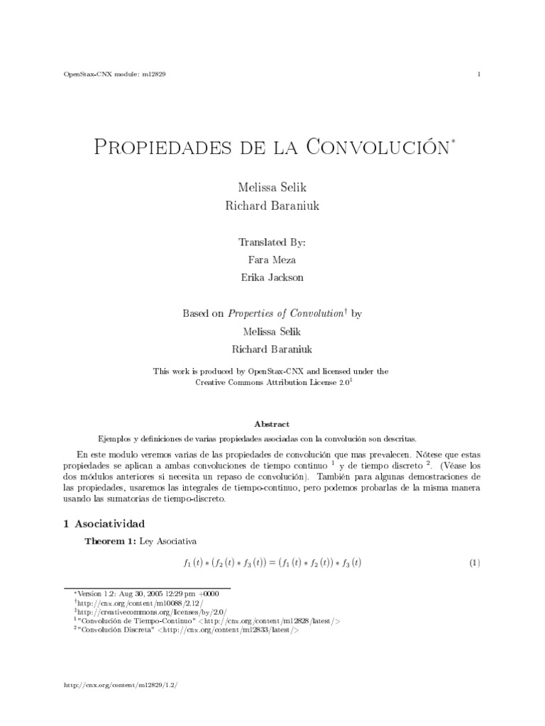 Propiedades de La Convolución 2 | PDF | Circunvolución | Integral