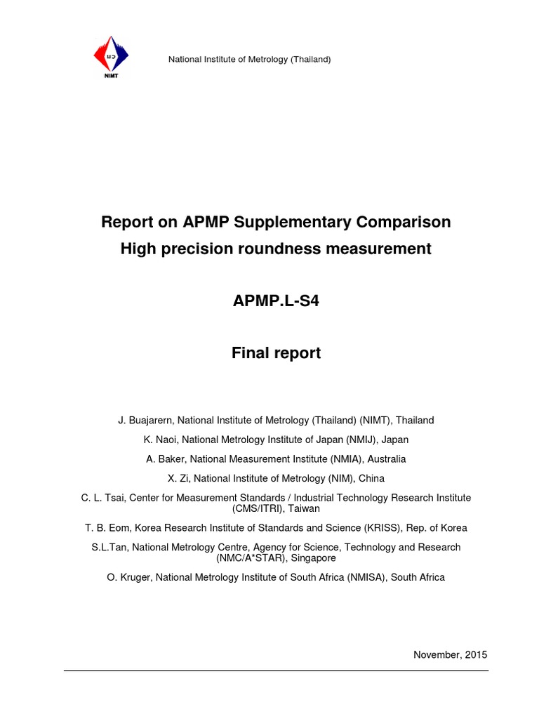 APMP.l-s4 Final Report | Download Free PDF | Calibration | Metrology
