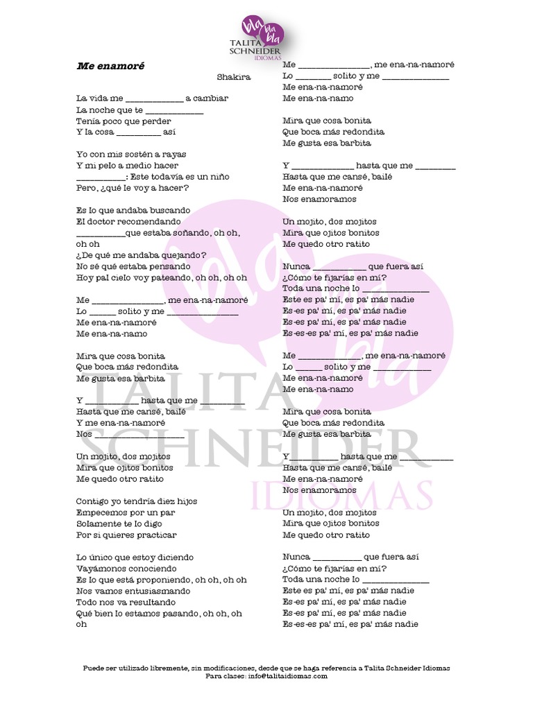 Actividad Shakira | PDF | Verbo