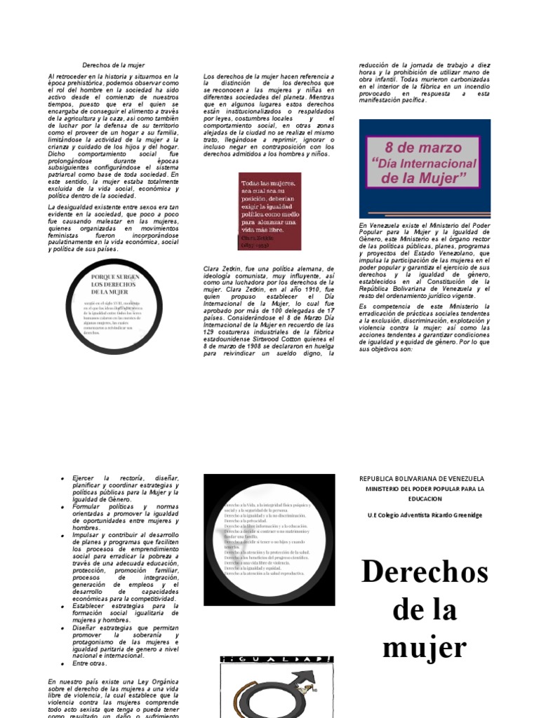 Triptico de Los Derechos de La Mujer | PDF | Mujer | Derechos de las mujeres