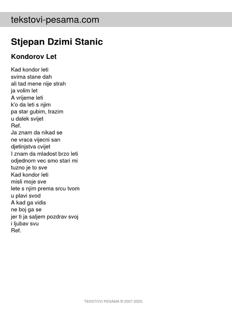 Stjepan Dzimi Stanic: Kondorov Let | PDF