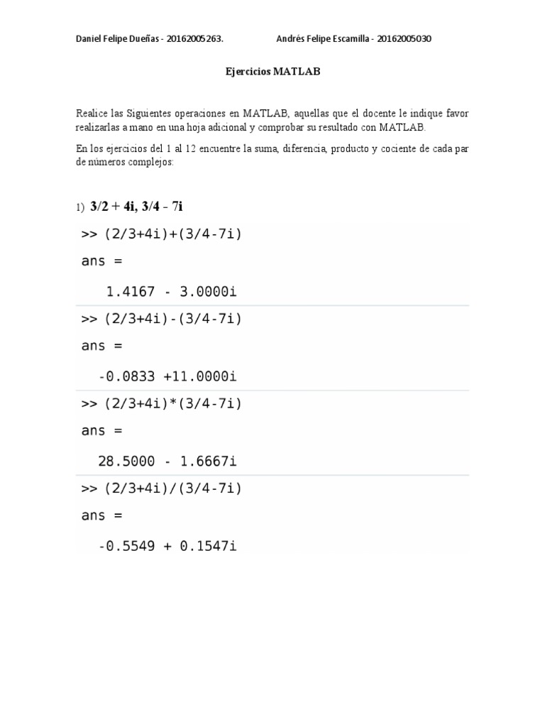 Ejercicios MATLAB 1 | PDF