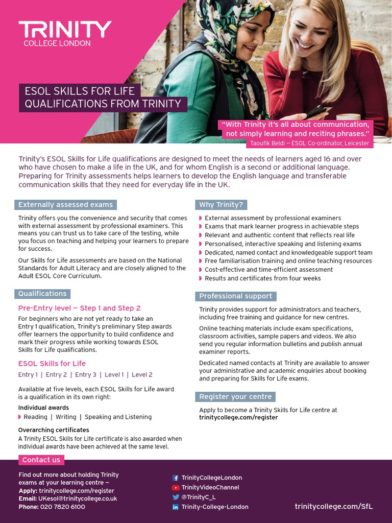 ESOL Skills For Life Factsheet | PDF | English As A Second Or Foreign ...