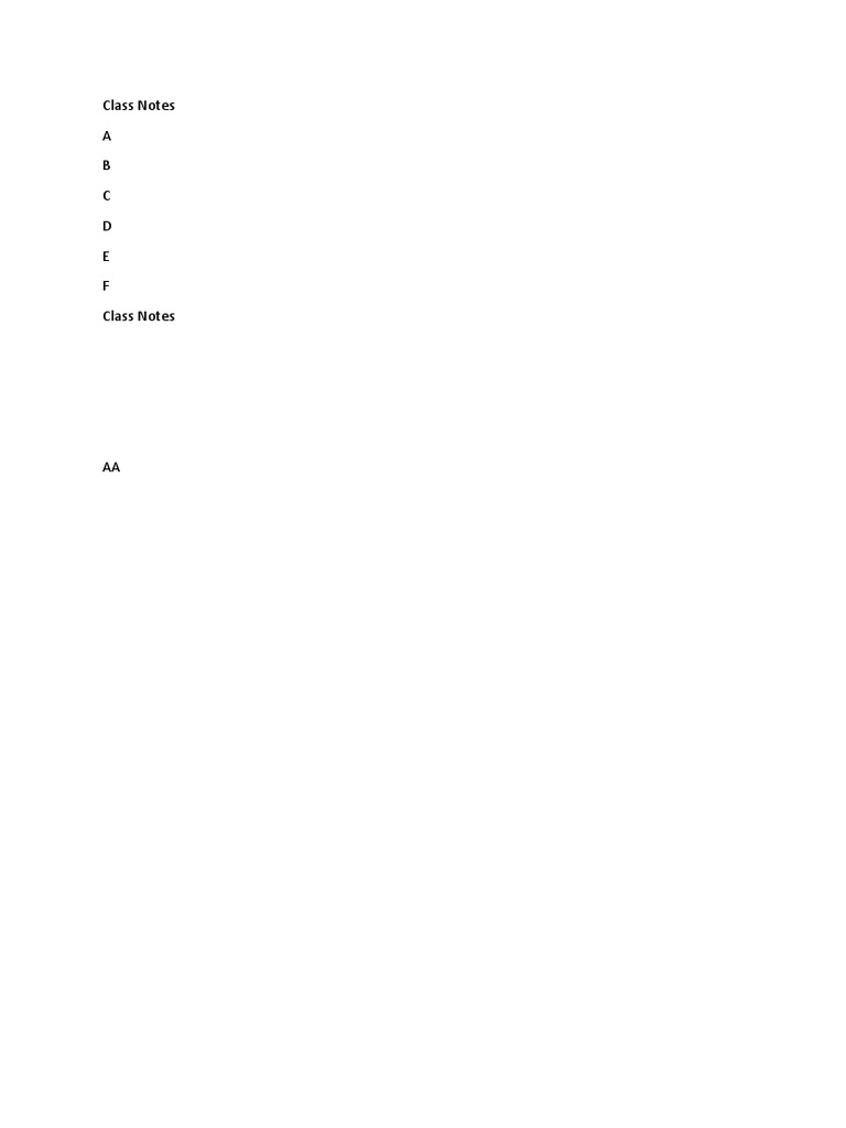 Class Notes A B C D E F Class Notes | PDF