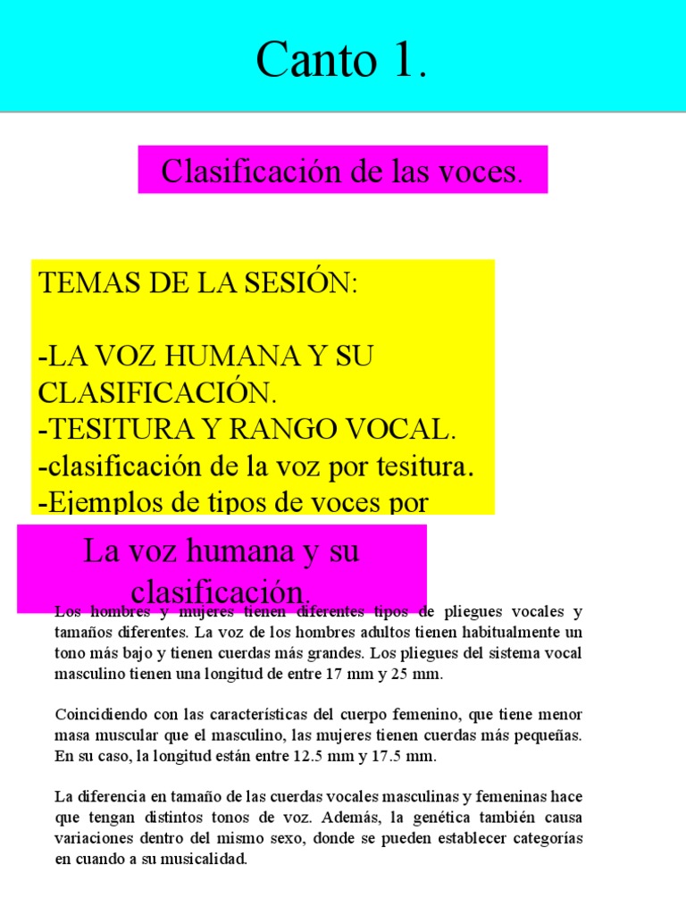 Clasificación de Las Voces | PDF | Voz humana | Garganta Humana