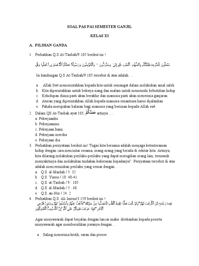 Soal Pas Pai Kelas Xi | PDF | Agama & Spiritualitas