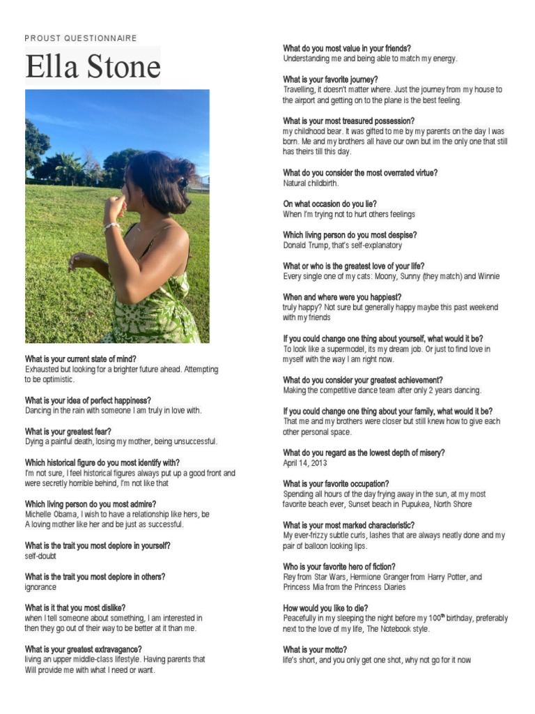 Proust Questionnaire | PDF