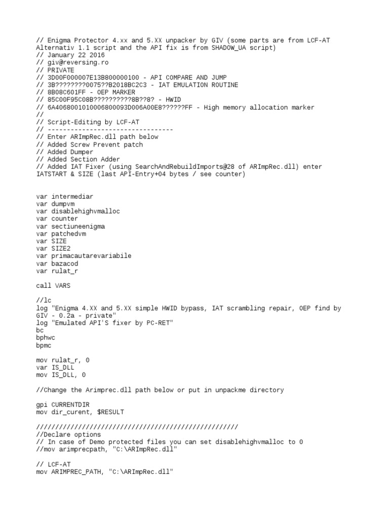 Unpack - Enigma 4.XX - 5.XX | PDF | Computer Libraries | System Software