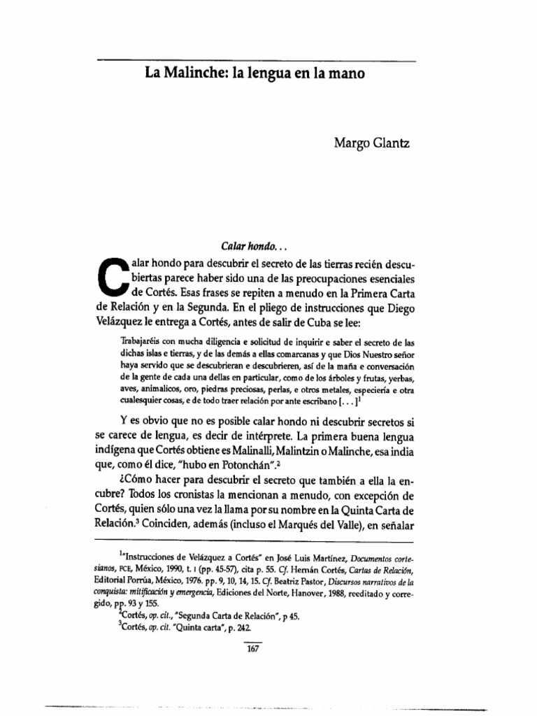 La Malinche, La Lengua en La Mano. Margo Glantz. | PDF