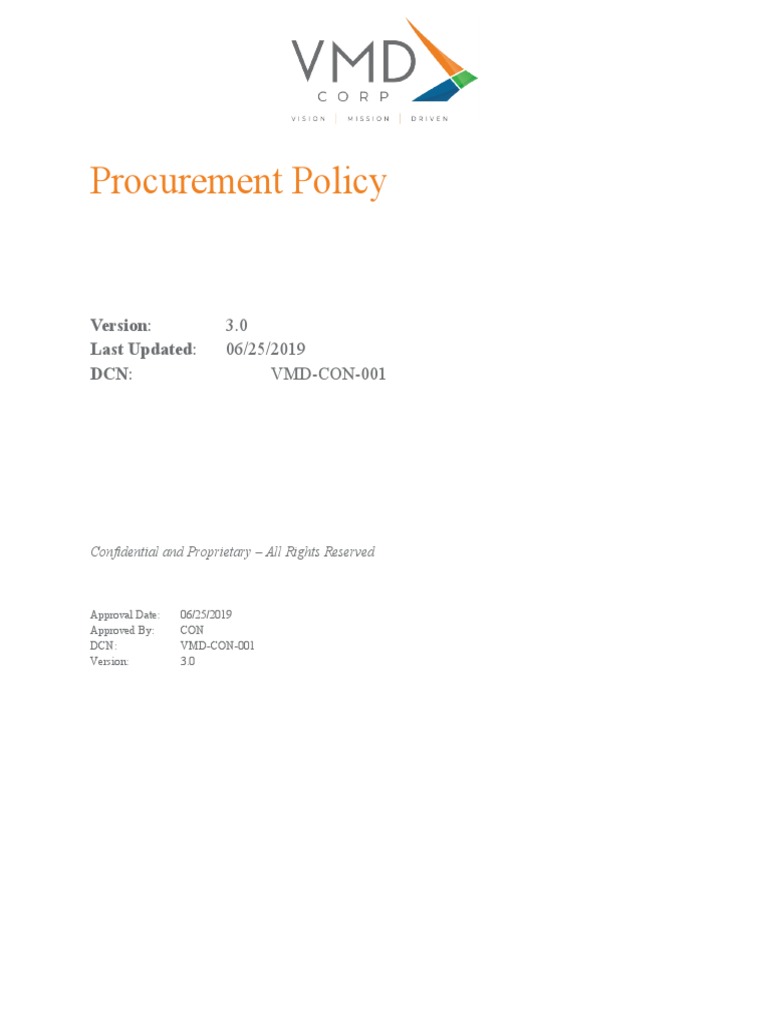 Procurement Policy | PDF | Procurement | Request For Proposal